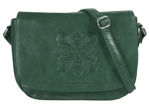 4260760041477 - Umhängetasche BRUNO BANANI Mandala Damen Gr B H T 26cm x 18cm x 6cm onesize grün (dunkelgrün) Leder vintage Taschen echt Leder