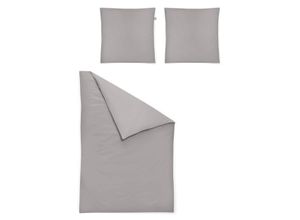 4005367109362 - Bettwäsche IRISETTE Lago 8450 Gr B L 135 cm x 200 cm 1 St 1 St Feinbiber B L 80 cm x 80 cm grau (stein) wohlig warm und kuschelig