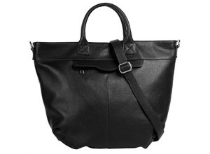 4260543057954 - Henkeltasche SAMANTHA LOOK Damen Gr B H T 43cm x 29cm x 11cm onesize schwarz Leder leicht glänzend unifarben Taschen echt Leder Made in Italy