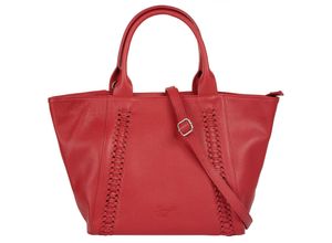 4262427390089 - Shopper SAMANTHA LOOK Damen Gr B H T 32cm x 22cm x 9cm onesize rot Leder leicht glänzend unifarben Taschen echt Leder Made in Italy
