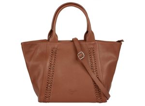 4262427390065 - Shopper SAMANTHA LOOK Damen Gr B H T 32cm x 22cm x 9cm onesize braun (cognac) Leder leicht glänzend unifarben Taschen echt Leder Made in Italy
