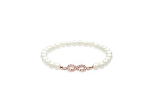 4050878555078 - Perlenarmband ELLI mit Perlen und Infinity aus Kristalle Armbänder Gr 18 cm ohne Stein Silber 925 (Sterlingsilber) rosegold (rosegold weiß) Damen Perlenarmbänder