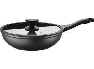 8007163281545 - Wok PINTINOX Pro Aluminium Wok Pfannen schwarz (schwarz transparent) Woks 3-lagige Antihaftbeschichtung Ø 30 cm inkl Deckel Induktion