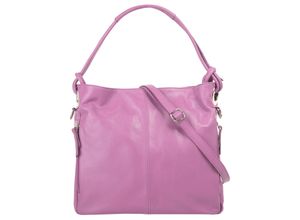 4260543048853 - Shopper SAMANTHA LOOK Damen Gr B H T 31cm x 25cm x 10cm onesize lila (violett) Leder leicht glänzend unifarben Taschen echt Leder Made in Italy