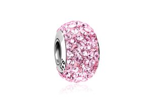 4056261017574 - Charm-Einhänger Kugel Bead Violett Kristalle 925 Silber Charms Gr mit Steinen rosa (rosa lila) Damen