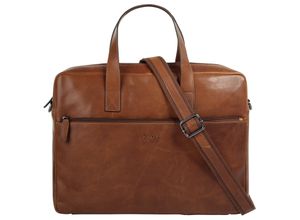 4260543051969 - Aktentasche X-ZONE Damen Gr B H T 37cm x 27cm x 8cm onesize braun Leder unifarben Taschen echt Leder