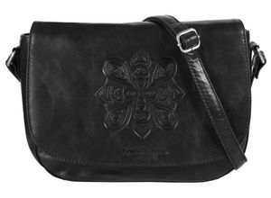 4260760041439 - Umhängetasche BRUNO BANANI Mandala Damen Gr B H T 26cm x 18cm x 6cm onesize schwarz Leder vintage Taschen echt Leder