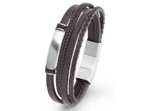 4056867011372 - ID Armband SOLIVER 2022621 Armbänder Gr Edelstahl-Leder braun (edelstahlfarben braun) Herren Hochzeitsmode