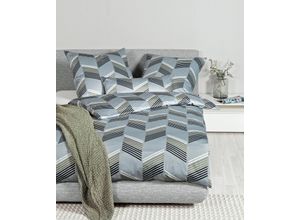 4065334070538 - Bettwäsche JANINE MILANO 45054 Gr B L 135 cm x 200 cm (1 St) B L 80 cm x 80 cm (1 St) Mako-Satin grau (opalgrau) Bettwäsche 135x200 cm mit Reißverschluss