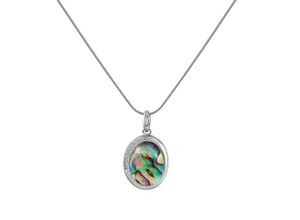 4006046335324 - Kette mit Anhänger ZEEME 925 - Sterling Silber rhodiniert Abalone Weißtopas Halsketten Gr 42 + 5cm Silber 925 (Sterlingsilber) Länge 47 cm Breite 180 mm weiß (weiß bunt) Damen Ketten mit Anhänger