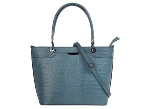 4260543049683 - Henkeltasche CLUTY Damen Gr B H T 30cm x 22cm x 10cm onesize blau Leder Reptilienprägung Taschen echt Leder Made in Italy
