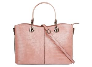 4260543049515 - Henkeltasche CLUTY Damen Gr B H T 32cm x 22cm x 11cm onesize rosa Leder Reptilienprägung Taschen echt Leder Made in Italy