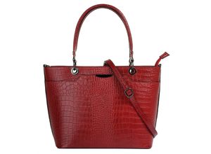 4260543049744 - Henkeltasche CLUTY Damen Gr B H T 30cm x 22cm x 10cm onesize rot (dunkelrot) Leder Reptilienprägung Taschen echt Leder Made in Italy