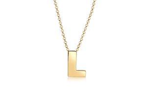 4050878556310 - Kette mit Anhänger ELLI Buchstabe L Initialen Trend Minimal 925 Silber Halsketten Gr 45 Silber 925 (Sterlingsilber) Länge 45 cm goldfarben (gold) Damen