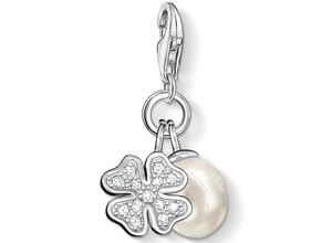 4051245049114 - Charm-Einhänger THOMAS SABO Kleeblatt mit Perle 0831-167-14 Charms bunt (silberfarben weiß weiß) Damen Charms Anhänger mit Zirkonia (synth) - Süßwasserzuchtperle