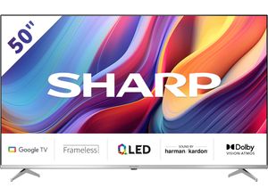 5905683270847 - G (A bis G) SHARP QLED-Fernseher SHARP 50GP6265E Quantum Dot Google TV 126 cm (50 Zoll) 4K Ultra HD Fernseher Quantum Dot QLED Dolby Atmos Dolby Vision HDMI 21 mit eARC silberfarben (silber) LED Fernseher