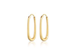 4050878629014 - Paar Creolen ELLI PREMIUM Creolen Oval Elegant Zeitlos 925 Silber Ohrringe Gr OneSize ohne Stein Silber 925 (Sterlingsilber) goldfarben (gold) Damen