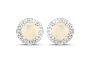 4250877744682 - Paar Ohrstecker VIRA JEWELS 925-Sterling Silber rhodiniert Glänzend Opal weiß Ohrringe Gr ONE-SIZE 057 ct Silber 925 (Sterlingsilber) weiß (weiß weiß) Damen