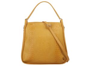 4260543046521 - Shopper SAMANTHA LOOK Damen Gr B H T 30cm x 25cm x 7cm onesize gelb Leder Reptilienprägung Taschen echt Leder Made in Italy