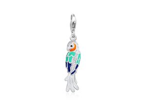 4050878613068 - Charm-Einhänger Papagei Vogel Kristalle 925 Silber Charms Gr ohne Stein silberfarben (silber schwarz) Damen