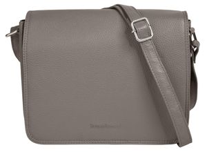 4262434215726 - Umhängetasche BRUNO BANANI Damen Gr B H T 24cm x 19cm x 7cm onesize grau Leder leicht glänzend unifarben Taschen echt Leder