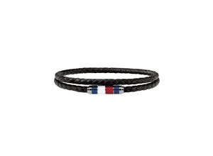 7613272311526 - Armband TOMMY HILFIGER Schmuck Edelstahl Armschmuck Wickelarmband Armbänder Gr Edelstahl-Leder schwarz (edelstahlfarben blau rot weiß schwarz) Herren Hochzeitsmode mit Emaille