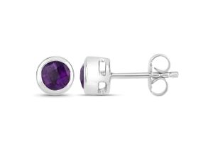 4250877762846 - Paar Ohrstecker VIRA JEWELS 925-Sterling Silber rhodiniert glänzend Amethyst violett rund Ohrringe Gr ONE-SIZE 09 ct Silber 925 (Sterlingsilber) weiß (weiß lila) Damen