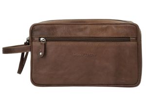 4260664845676 - Kulturbeutel BRUNO BANANI Gr B H T 27cm x 16cm x 11cm onesize braun Leder leicht glänzend unifarben Taschen echt Leder