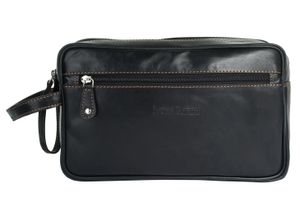 4260664845669 - Kulturbeutel BRUNO BANANI Gr B H T 27cm x 16cm x 11cm onesize schwarz Leder leicht glänzend unifarben Taschen echt Leder