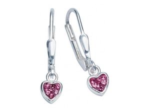 4053917197352 - Paar Ohrhänger FIRETTI Schmuck Geschenk Silber 925 Ohrschmuck Patentbrisur Herzen Ohrringe Gr Silber 925 (Sterlingsilber) rosa (pink silber 925 pink) Mädchen mit Zirkonia (synth)