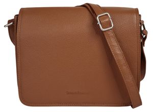 4262434215719 - Umhängetasche BRUNO BANANI Damen Gr B H T 24cm x 19cm x 7cm onesize braun Leder leicht glänzend unifarben Taschen echt Leder