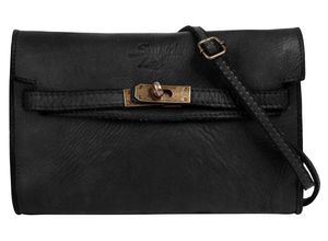 4260543061555 - Umhängetasche SAMANTHA LOOK Damen Gr B H T 23cm x 16cm x 3cm onesize schwarz Leder vintage Taschen echt Leder Made in Italy