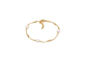 4050878663308 - Perlenarmband ELLI Erbskette Kugeln Süßwasserzuchtperle 925er Silber Armbänder Gr 16 cm ohne Stein Silber 925 (Sterlingsilber) goldfarben (gold) Damen Perlenarmbänder