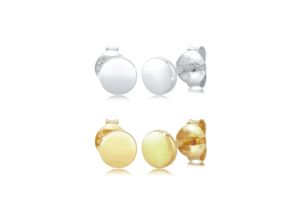 4050878588410 - Ohrring-Set ELLI 2er Set Kreis Geo Basic Bicolour 925 Silber Ohrringe Gr OneSize ohne Stein Silber 925 (Sterlingsilber) goldfarben (gold) Damen