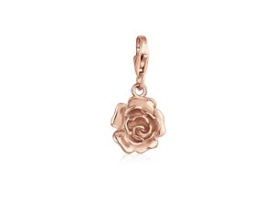 4050878622411 - Charm-Einhänger Anhänger Rose Blume Floral Blüte 925 Silber Charms Gr ohne Stein rosegold Damen