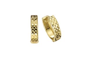 4006046272551 - Paar Creolen VIVANCE 333 Gold diamantiert 12mm Ohrringe Gr ONE-SIZE Gold gelb Damen Klappcreolen Creolen Ohrschmuck