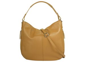4260543057152 - Shopper CLUTY Damen Gr B H T 34cm x 31cm x 9cm onesize gelb Leder leicht glänzend unifarben Taschen echt Leder Made in Italy