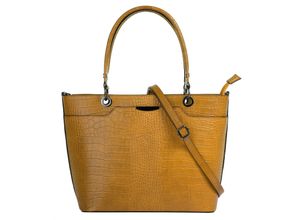 4260543049621 - Henkeltasche CLUTY Damen Gr B H T 30cm x 22cm x 10cm onesize gelb Leder Reptilienprägung Taschen echt Leder Made in Italy