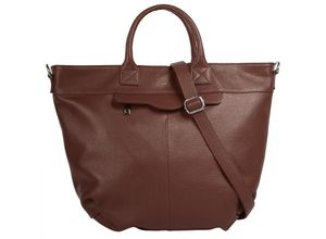 4260543058043 - Henkeltasche SAMANTHA LOOK Damen Gr B H T 43cm x 29cm x 11cm onesize braun Leder leicht glänzend unifarben Taschen echt Leder Made in Italy