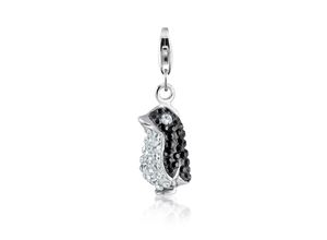 4056261015020 - Charm-Einhänger Anhänger Pinguin Kristalle 925 Silber Charms Gr mit Steinen silberfarben (silber schwarz) Damen Charms Anhänger