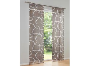 6943755939529 - Schiebegardine HEINE HOME Gardinen Gr 145 cm Klettschiene 60 cm grau (taupe weiß) Schiebegardinen halbtransparent