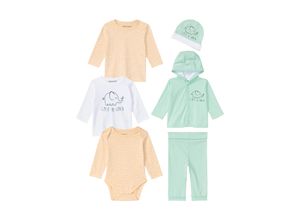 4068222292142 - Starterpaket KIDSWORLD 6 teiliges Baby-Set - NEUE KOLLEKTION Gr 50 56 grün (mint gemustert) Baby KOB Set-Artikel garngefärbter Ringel aus Bio-Baumwolle