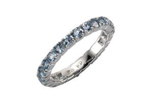 4006046244251 - Fingerring ZEEME Silber 925 rhodiniert mit 24x Blautopas (beh) Fingerringe Gr 052 (166) Silber 925 (Sterlingsilber) weiß (weiß blau) Damen