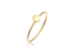 4050878629922 - Fingerring ELLI PREMIUM Plättchen Runde Form Statement 375 Gelbgold Fingerringe Gr 52 mm ohne Stein Gelbgold 375 1 mm goldfarben (gold) Damen Fingerringe