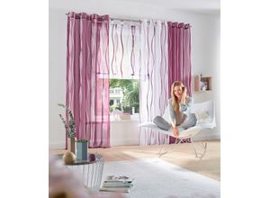 6920192990672 - Gardine MY HOME Dimona Gardinen Gr 145 cm Ösen 140 cm weiß (weiß beere) Ösen Gardine 2-er Set transparent Voile Polyester Wellen