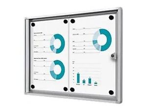 8595578357608 - SHOWDOWN Abschließbarer Schaukasten Magnetisch 491 (B) x 35 (H) cm Silber 2 x DIN A4