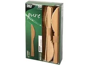 4002911880319 - Pure Bambus Messer 17 cm Nachhaltiges Einwegbesteck aus Bambus 1 Packung = 50 Stück