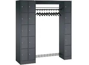 4025314615593 - C+P Offene Garderobe Serie 8070 H1950xB2100xT480mm Korpus Schwarzgrau Fronten Schwarzgrau