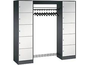 4025314670592 - C+P Offene Garderobe Serie 8070 H1950xB1870xT480mm Korpus Schwarzgrau Fronten Lichtgrau