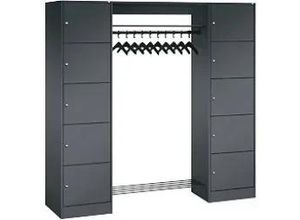 4025314920512 - C+P Offene Garderobe Serie 8070 H1950xB1870xT480mm Korpus Schwarzgrau Fronten Schwarzgrau